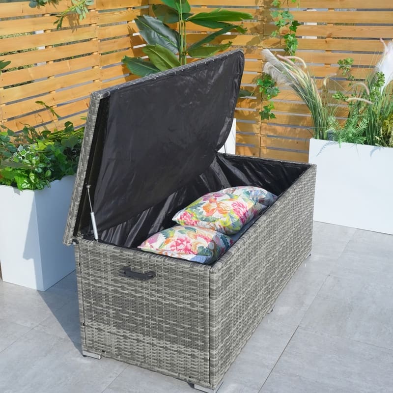 Outdoor Patio Wicker Cushion Storage Box - Overstock - 18746182