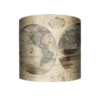 PTM Images 10-0144 World Map 10" Tall x 12" Wide Cylinder Fabric Lamp ...