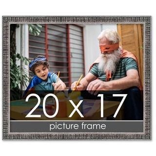 20x17 Distressed/Aged Black Complete Wood Picture Frame with UV Acrylic ...