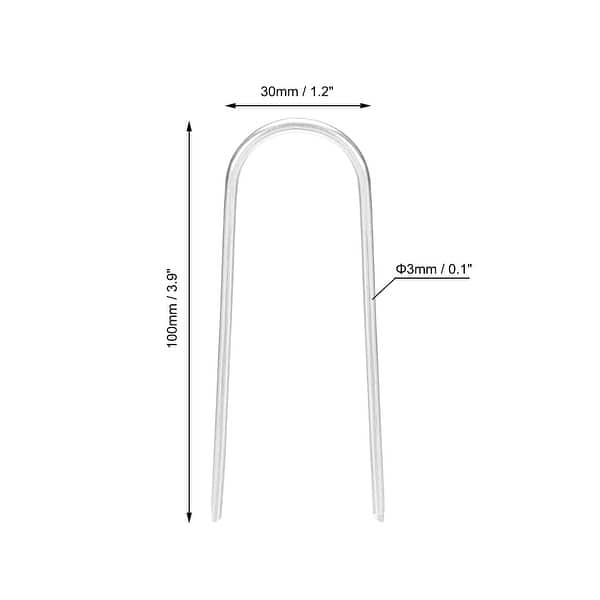 U-Shaped Garden Staples Pegs U Pins 100mm 3.9-inch 3mm Dia Round 10pcs ...