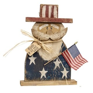 19" Rustic Layered Wood Uncle Sam Home Decor with Painted Distressed ...