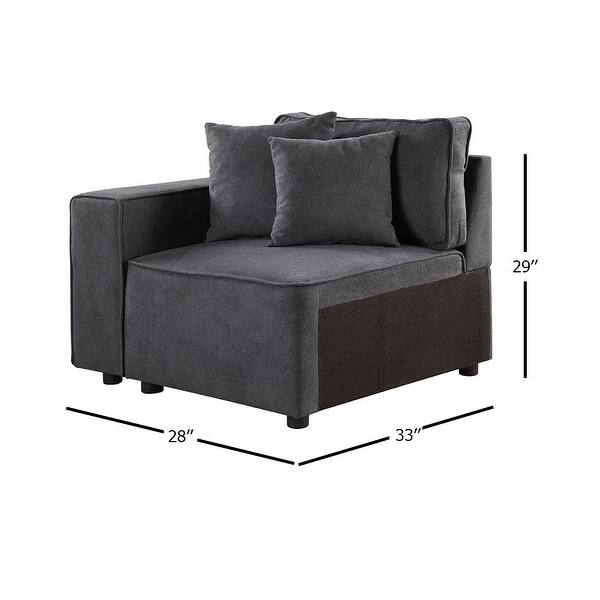 Silvester Modular Left Facing Chair with 2 Pillows in Gray Fabric - Bed ...