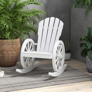 Wooden Adirondack Rocking Chair with Slatted Design and Oversized Back ...