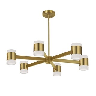 84W Chandelier, Aged Brass w/ Frosted Acrylic Diffuser - Bed Bath ...
