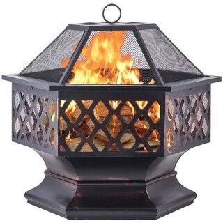 Hexagonal portable steel fire pit in square round design - Bed Bath ...