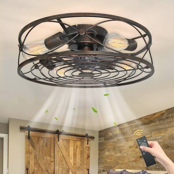 20 inch Caged Ceiling Fan with Remote Control - Bed Bath & Beyond ...