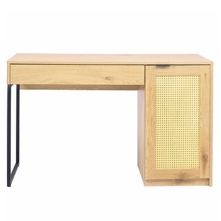 47” Wicker Computer Desk, Work Desk, Office Desk, Writing PC Table with ...