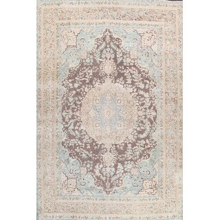 Traditional Floral Mashad Persian Living Room Area Rug Wool Handmade ...