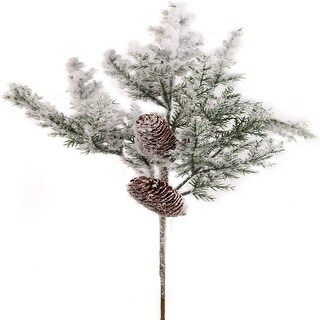 20-inch Snowy Pine Pick with Cones, Set of 6 - Winter Decor Artificial ...