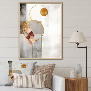 Designart "Simplicity Vintage Gold Watercolor" Modern Geometric Framed ...