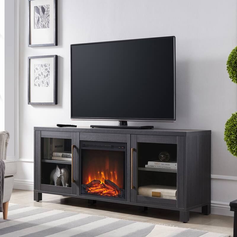 Quincy TV Stand with Fireplace Insert - Overstock - 34680339