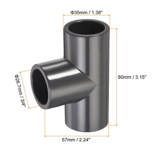 Tee UPVC Pipe Fitting T Shape Tube Hose Connector, Black - Bed Bath ...