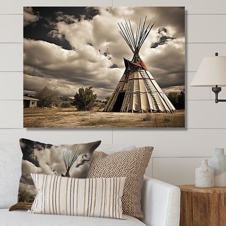 Designart "Grey Native Tipi Shadows Of Heritage I" Native American ...