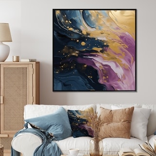 Designart "Purple And Blue Movements In Paint I" Abstract Painting ...