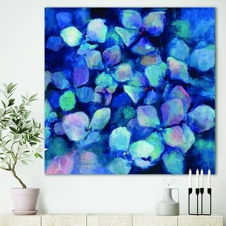 Designart "Abstract Blue Flower Petals" Traditional Canvas Art - Bed ...
