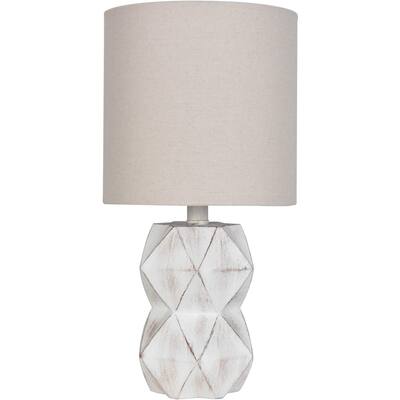 White Wash Faceted Faux Wood Table Lamp - Overstock - 30278771