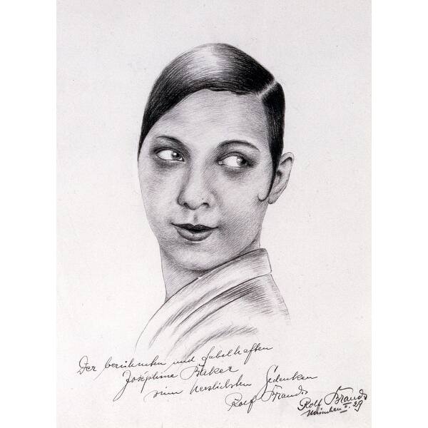 Josephine Baker Pencil Drawing Signed Dedication (100% Cotton Towel ...