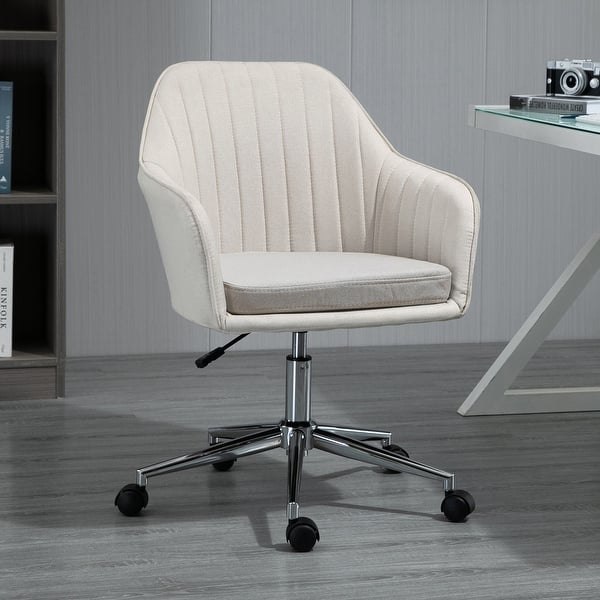 Fabric Swivel Desk Chair with Tub Shape Design and Lined Pattern Back ...