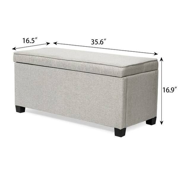 Adeco Upholstered Storage Ottoman End of Bed Bench Safety Hinge Fabric ...
