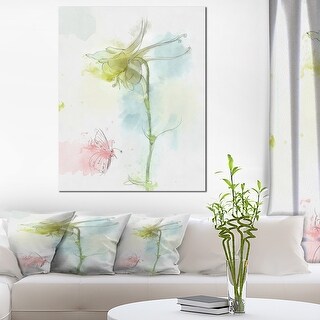 Designart "Bellflower Sketch and Butterfly" Modern Floral Canvas Wall ...