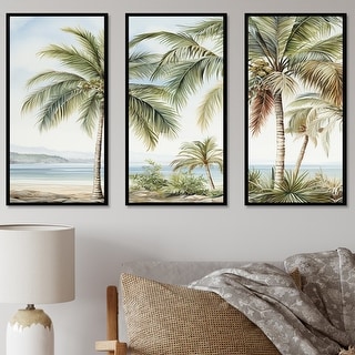 Designart "Palms Palm Trees On The Beach V" Palms & Palm Trees Framed ...