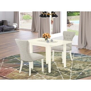 East West Furniture 3 Piece Dinette Set- a Rectangle Dining Table and 2 Linen Fabric Upholstered ...