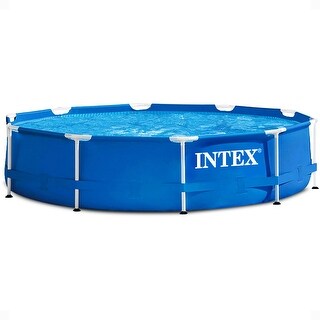 Intex 10 Foot x 30 Inch Above Ground Round Swimming Pool, (Pump Not ...