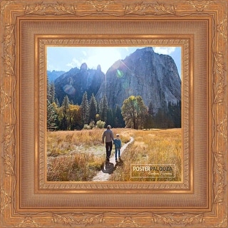 14x14 Ornate Gold Complete Wood Square Picture Frame with UV Acrylic ...