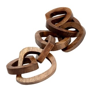 19" Wooden Chain Link Decorative Sculpture Contemporary Rustic Abstract ...