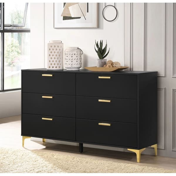 Sector Modern Black Wooden 6-Drawer Double Dresser - Bed Bath & Beyond ...