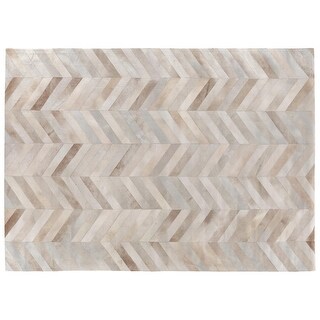 Exquisite Rugs Chevron Hide Beige / White Leather Hair-on-hide Rug (5 ...