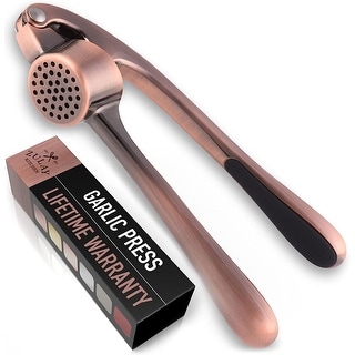 Zulay Kitchen Garlic Press with Ergonomic Soft Easy Squeeze Handle ...