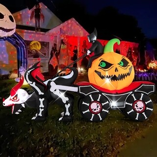 Halloween Inflatable LED Lighted Carriage with Pumpkin Reaper and Skull ...
