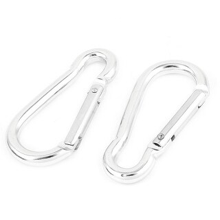 2 Pcs Gate Key Ring Spring Loaded Clasp Carabiner Hook Clip - Silver ...
