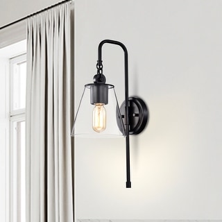 Matte Black 1-Light Indoor Contemporary Wall Sconces with Cone Glass ...