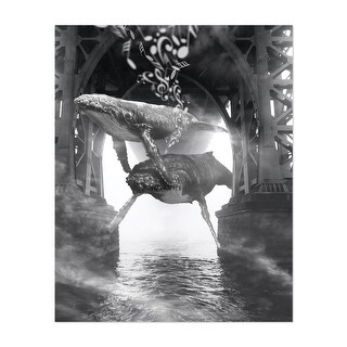 Hide and Seek Whales Music Digital Black White Water Art Print/Poster ...