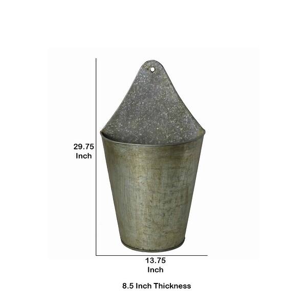 Metal Wall Bucket with Round Tapered Body and Triangular Top, Gray ...