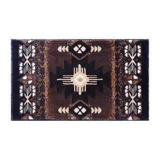 Mohave Collection 2' x 3' Chocolate Southwestern Style Area Rug - 2' x ...