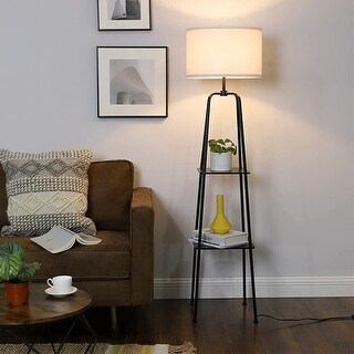 Modern Floor Lamp with Shelves Standing Storage Lamp for Living Room ...