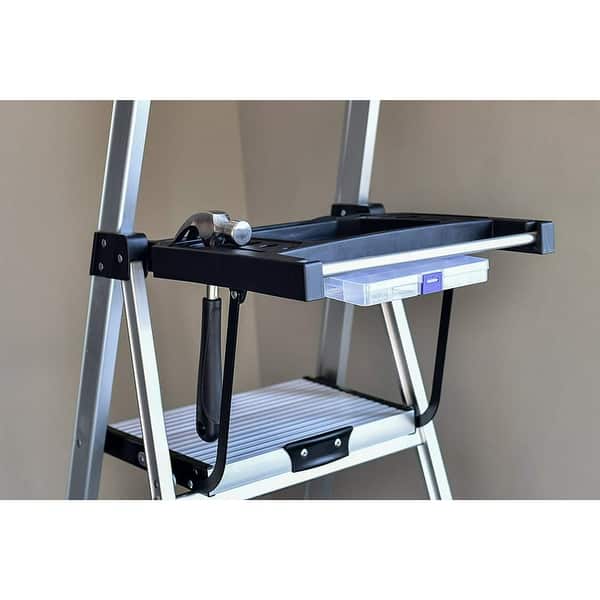 3-step Light Aluminum Step Stool W/ Large Project Tray - Bed Bath ...