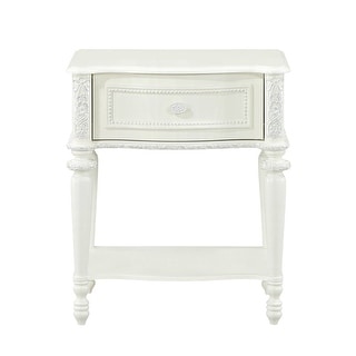 1 Drawer and 1 Shelf Wooden Nightstand in Ivory Finish - Bed Bath ...