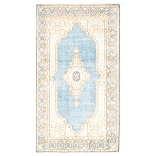 ECARPETGALLERY Hand-knotted Authentic Turkish Denim Blue Wool Rug - 4'0 ...