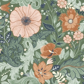 A-Street Prints Victoria Green Floral Nouveau Wallpaper - Bed Bath ...