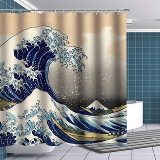 Sea Wave Shower Curtain Polyester Bath Shower Curtains - Bed Bath ...
