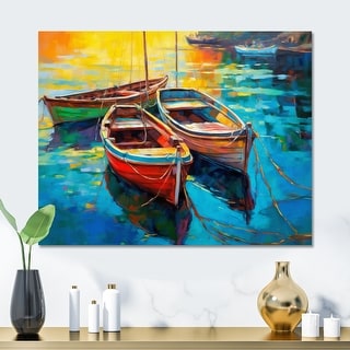 Designart "Three Boats In The Harbor I" Boat Metal Wall Decor - Bed ...