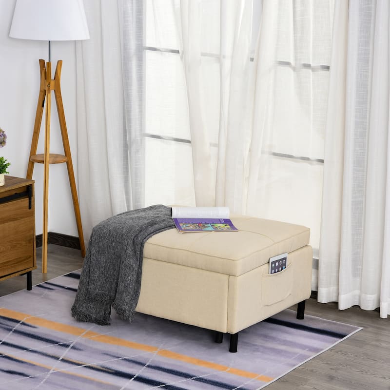 HOMCOM 2-In-1 Design Convertible Footrest Stool Sofa Bed - 33.75*28.25 ...