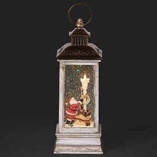 11" Brown Red LED Swirl Santa Lamp Lantern Christmas Tabletop Decor ...