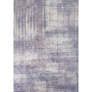 Contemporary Abstract Area Rug Handmade Blue Wool Carpet - 8'0" X 10'2 ...