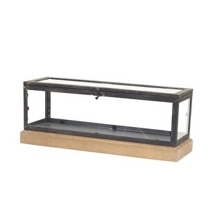 19" Distressed Rectangular Glass Boxes with Hinged Top and Wooden Base ...