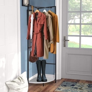 Corner coat rack with storage,corner hall tree,metal corner clothes ...